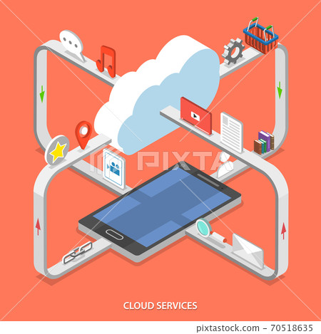 Cloud services flat isometric vector concept. - Stock Illustration ...