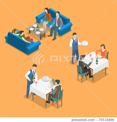 Restaurant service isometric flat vector concept. - Stock Illustration ...