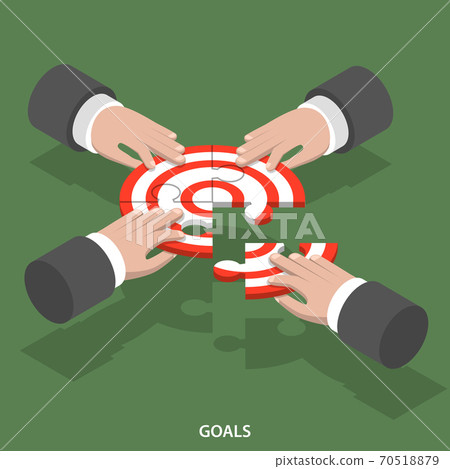 Team goals isometric flat vector concept. - Stock Illustration ...