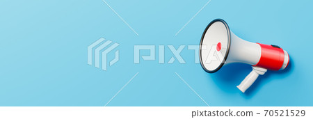 Red Bullhorn on Blue Background - Stock Illustration [70521529] - PIXTA