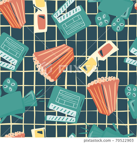 Bright seamless doodle pattern with popcorn,... - Stock Illustration ...