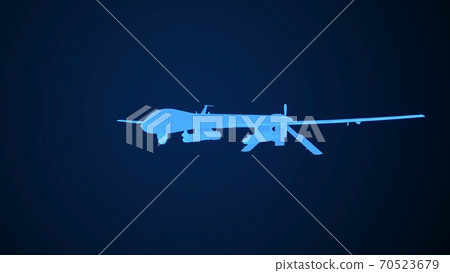 UAV IHA Predator Reaper Plane Wireframe Glowing...-插圖素材 [70523679 ...
