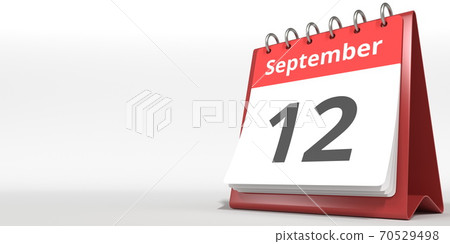 September 12 date on the flip calendar page, 3d... - Stock Illustration ...