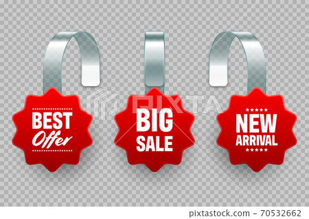 Supermarket promotional wobblers with ad text.... - Stock Illustration ...