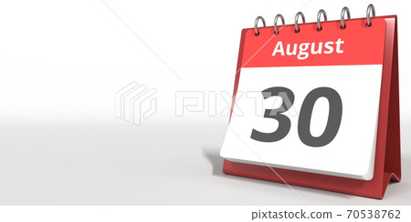 August 30 date on the flip calendar page, 3d... - Stock Illustration ...