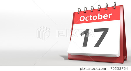 October 17 date on the flip calendar page, 3d... - Stock Illustration ...