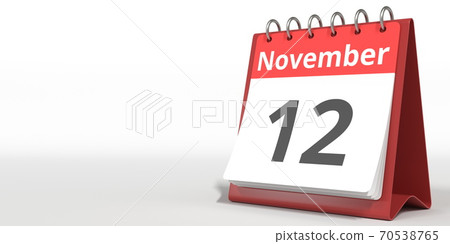November 12 date on the flip calendar page, 3d... - Stock Illustration ...