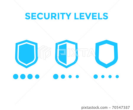 security levels icons with shields - Stock Illustration [70547387] - PIXTA