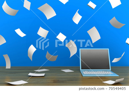 computer and documents - Stock Illustration [70549405] - PIXTA