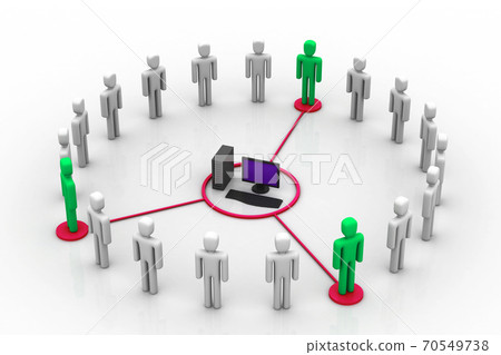 Business network around the computer. - Stock Illustration [70549738 ...