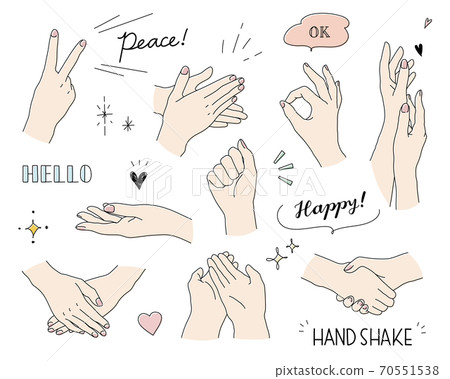 2-Set of hand-drawn illustrations of hands and... - Stock Illustration ...