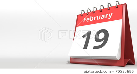 February 19 date on the flip calendar page, 3d... - Stock Illustration ...