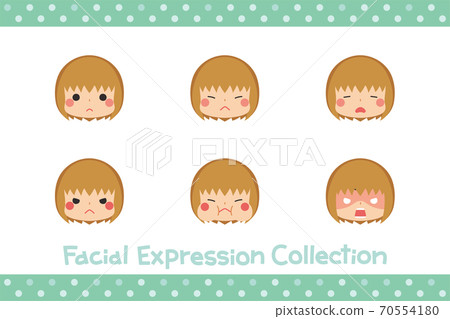 Cute girl's moody icon facial expression... - Stock Illustration ...