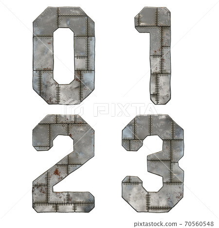 Set of numbers 0, 1, 2, 3 made of industrial... - Stock Illustration ...