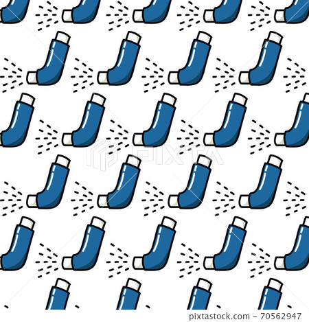asthma inhaler seamless doodle pattern, vector... - Stock Illustration ...