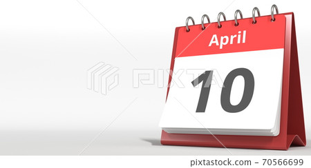 April 10 date on the flip calendar page, 3d... - Stock Illustration ...
