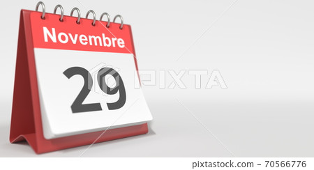 November 29 date written in French on the flip... - Stock Illustration ...