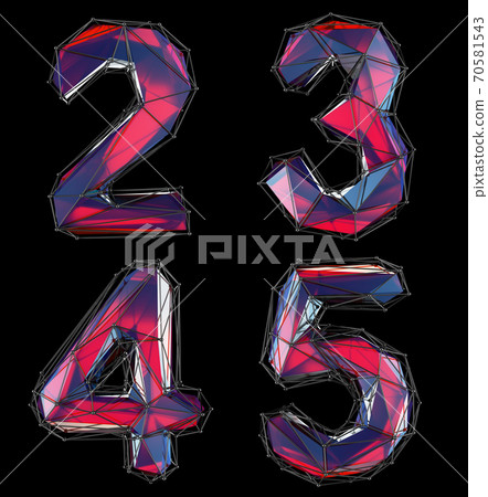 Set of numbers 2, 3, 4, 5 made of red color glass. - Stock Illustration ...