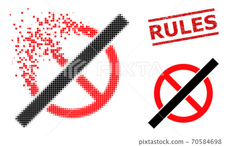 Decomposed Dot No Rules Icon and Grunge Rules Seal - Stock Illustration ...