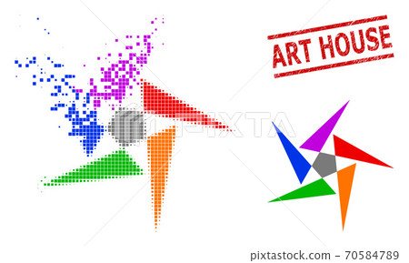 Dissipated Dot Abstraction Icon and Grunge Art... - Stock Illustration ...