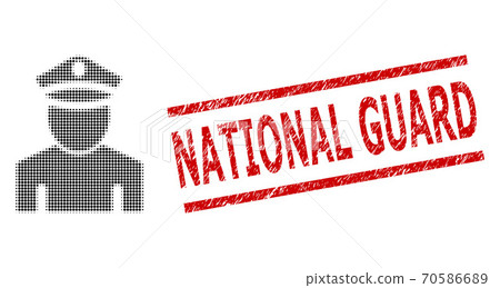 Textured National Guard Stamp and Halftone... - Stock Illustration ...