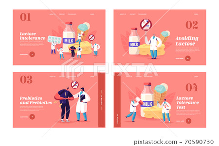 Lactose Intolerance Landing Page Template Set.... - Stock Illustration ...
