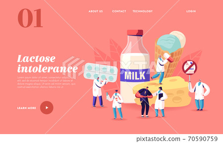 Lactose Intolerance Landing Page Template. Man... - Stock Illustration ...
