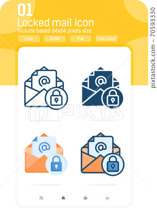 Locked email premium icon isolated on white...-插圖素材 [70593330] - PIXTA圖庫
