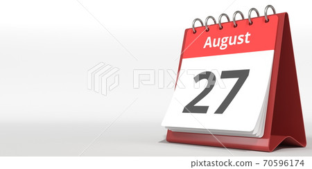 August 27 date on the flip calendar page, 3d... - Stock Illustration ...