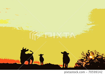Cow paradise, first sunrise - Stock Illustration [70599142] - PIXTA