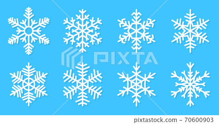 Winter snowflakes flat icon ice crystal vector set - Stock Illustration ...