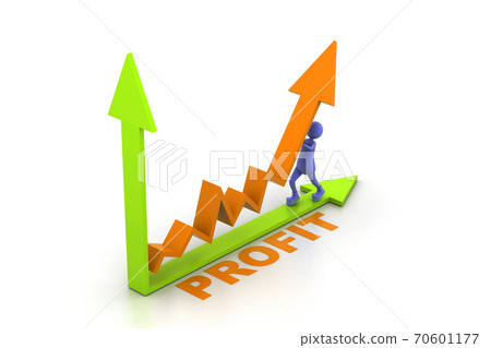 man pushing up the profit graph - Stock Illustration [70601177] - PIXTA