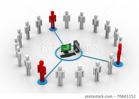 Business network around the computer. - Stock Illustration [70601252 ...