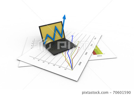 Laptop on business chart. . - Stock Illustration [70601590] - PIXTA