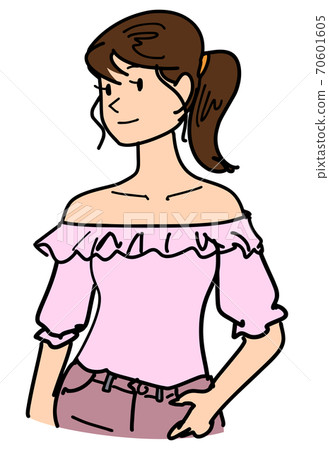 Off-shoulder-shoulder fashion-color - Stock Illustration [70601605] - PIXTA