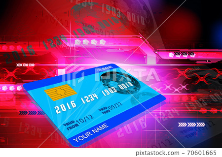 Digital illustration of ATM CARD in color... - Stock Illustration ...