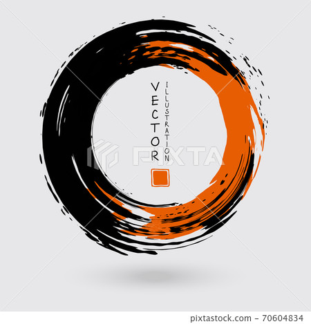 Black and orange ink round stroke on white... - Stock Illustration ...