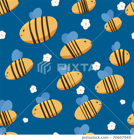 cutest little bees flying on the flower - Stock Illustration [70607949 ...