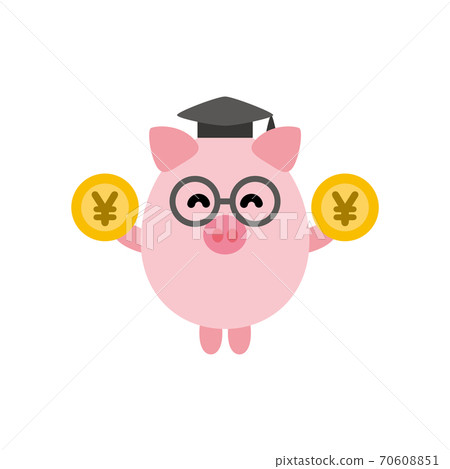 Dr. Pig character who is happy to have Japanese... - Stock Illustration ...