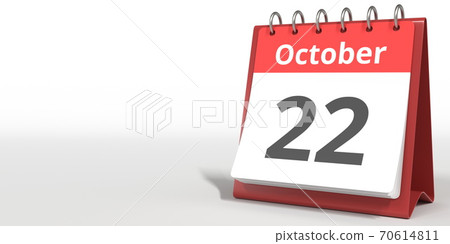 October 22 date on the flip calendar page, 3d...-插圖素材 [70614811] - PIXTA圖庫
