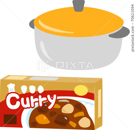 Commercial curry roux boxes and pots - Stock Illustration [70621094 ...