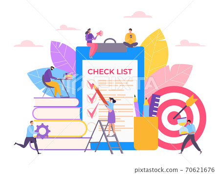 Task time management and check list, character... - Stock Illustration ...
