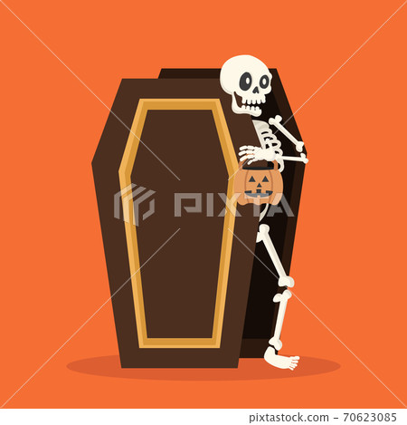 Halloween skeleton wake up in coffin - Stock Illustration [70623085 ...