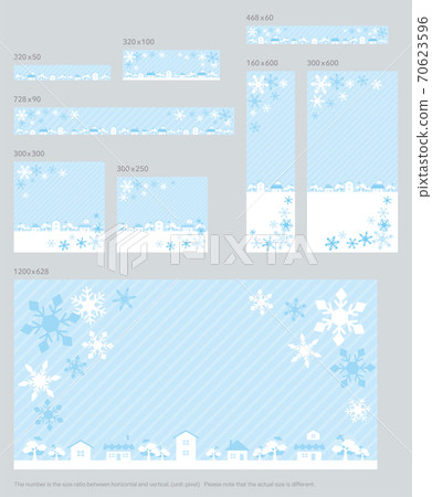 A landscape web banner set with snow falling on... - Stock Illustration ...