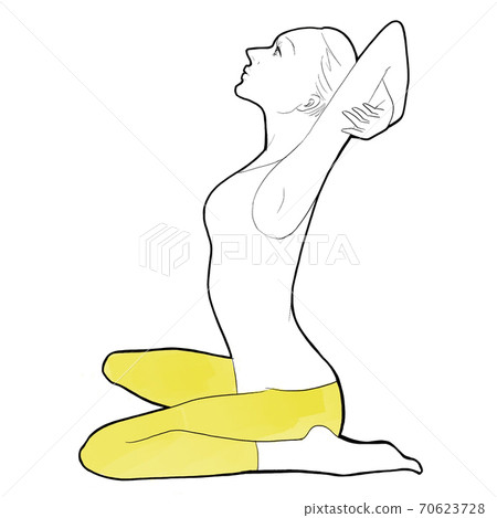 Woman in yoga pose [Yellow yoga wear] - Stock Illustration [70623728 ...
