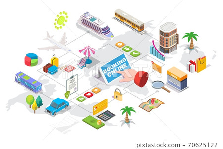 Travel booking services isometric flowchart.... - Stock Illustration ...