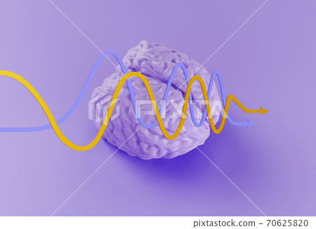 human violet brain model and yellow blue... - Stock Illustration ...