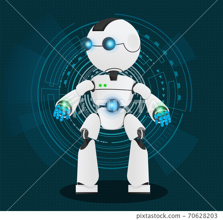 White robot vector illustration standing full...-插圖素材 [70628203] - PIXTA圖庫
