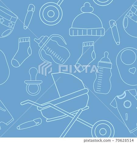 Baby Items Seamless Background Pattern - Stock Illustration [70628514 ...