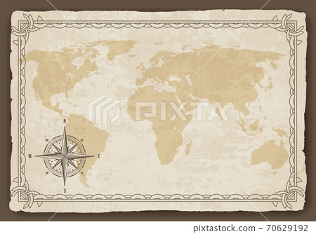 Old world map. Vector paper texture with border... - Stock Illustration ...